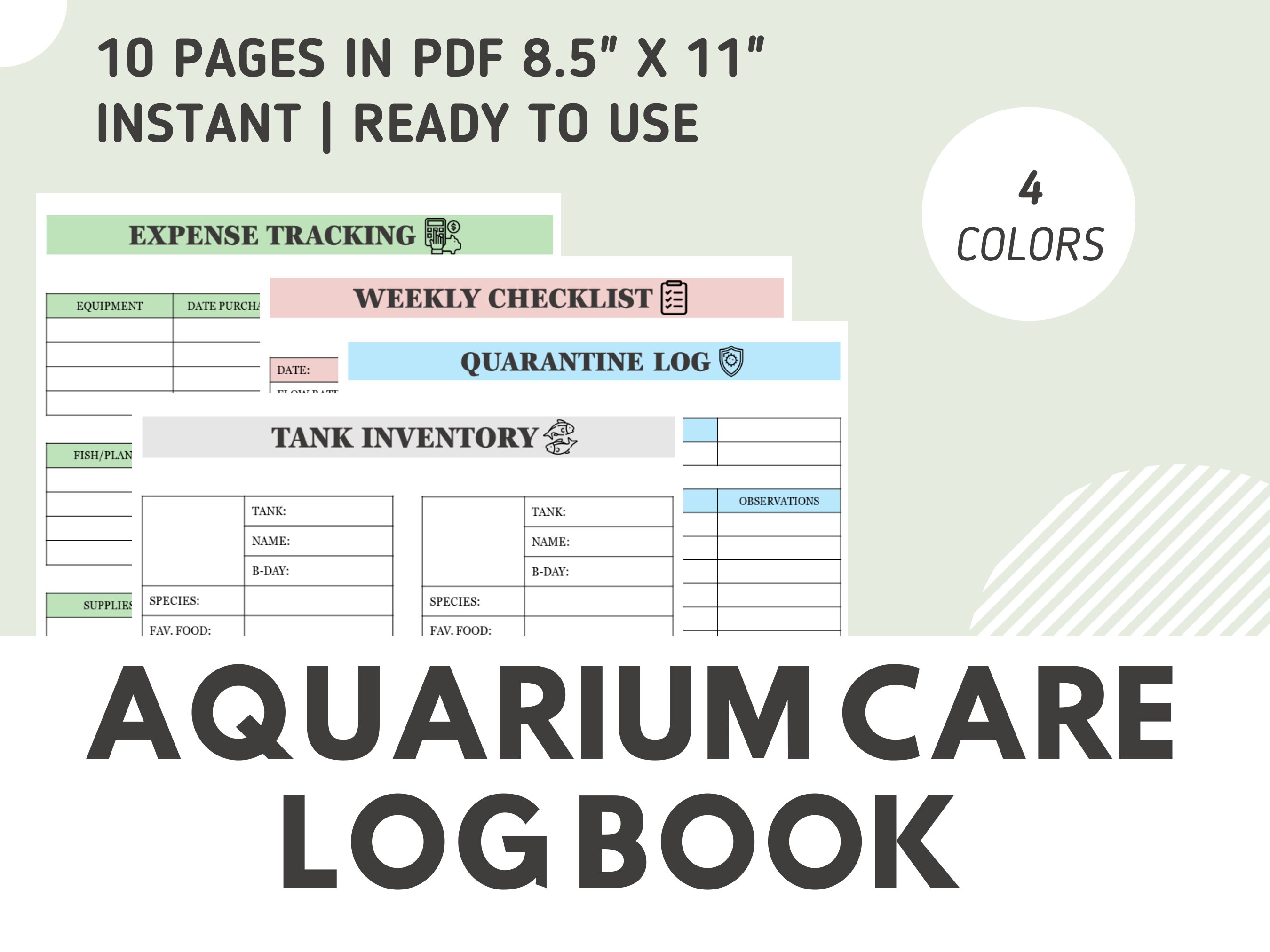 Printable Aquarium Journal Log Book for Tracking Water - Etsy