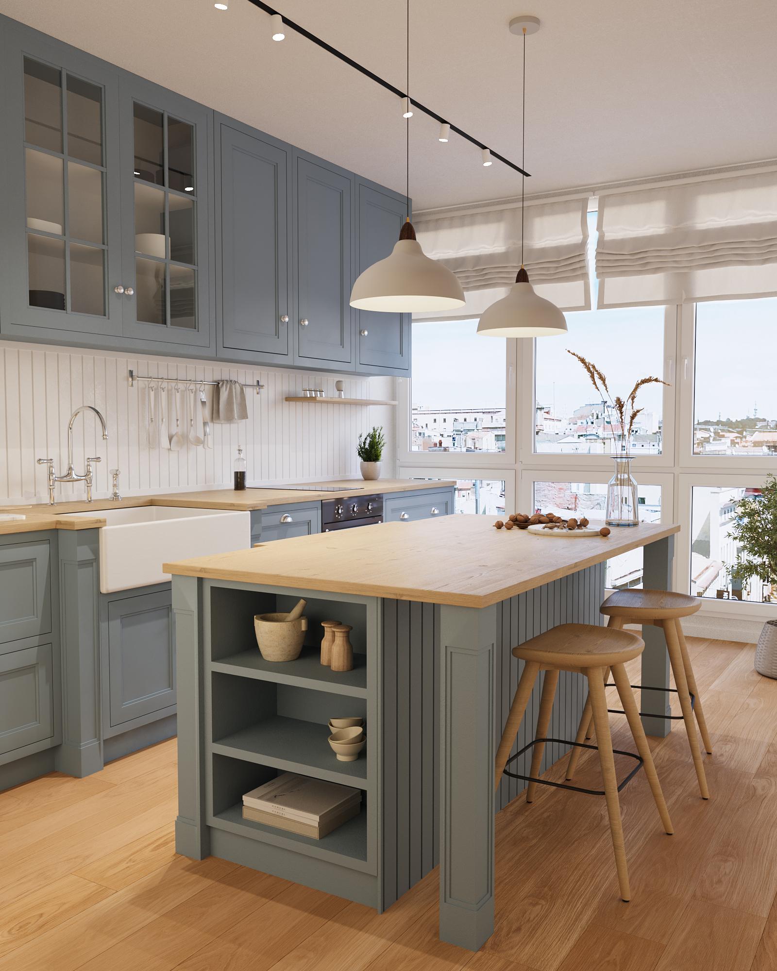 Kitchen, 3D Rendering, Interior Design, 3D Realistic Visualization ...