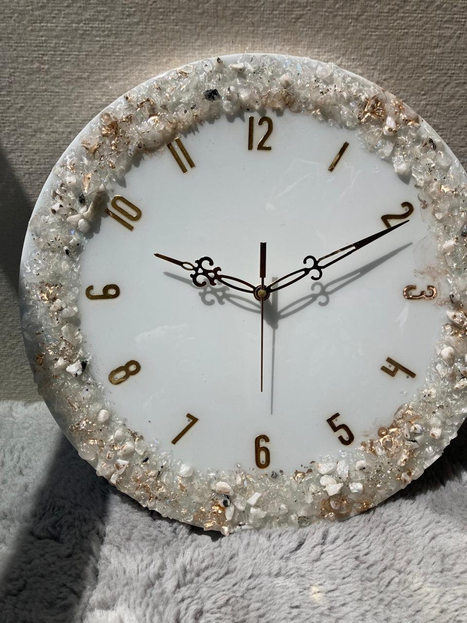 Resin Art Clock Home Decor Modern Wall Art Handmade Clock With Natural ...