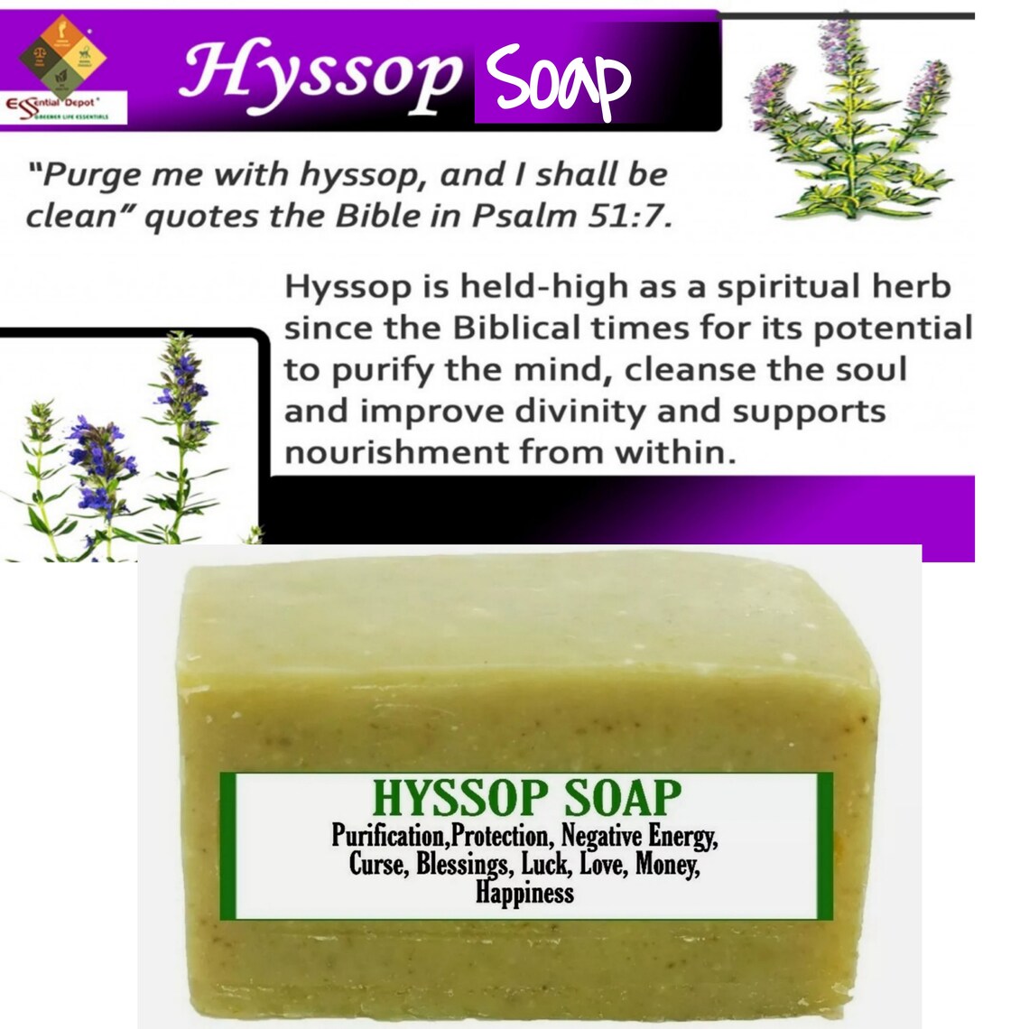 Hyssop Purification Soap Protection Love Negative Energy | Etsy