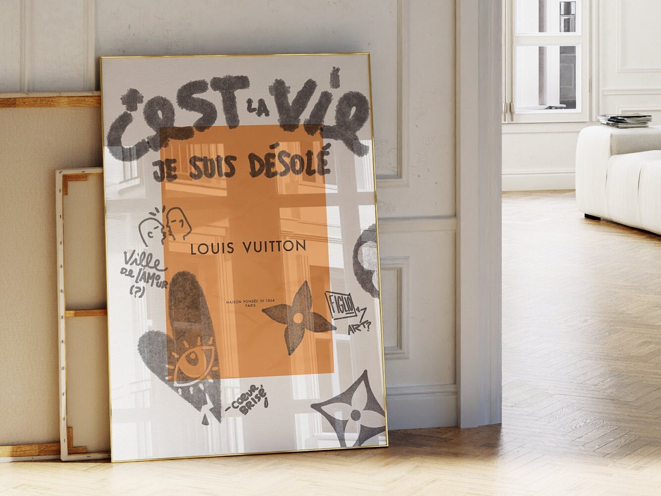 LV Inspired Wall Decor Luxury Interior Design LV Wall Art LV Inspired ...