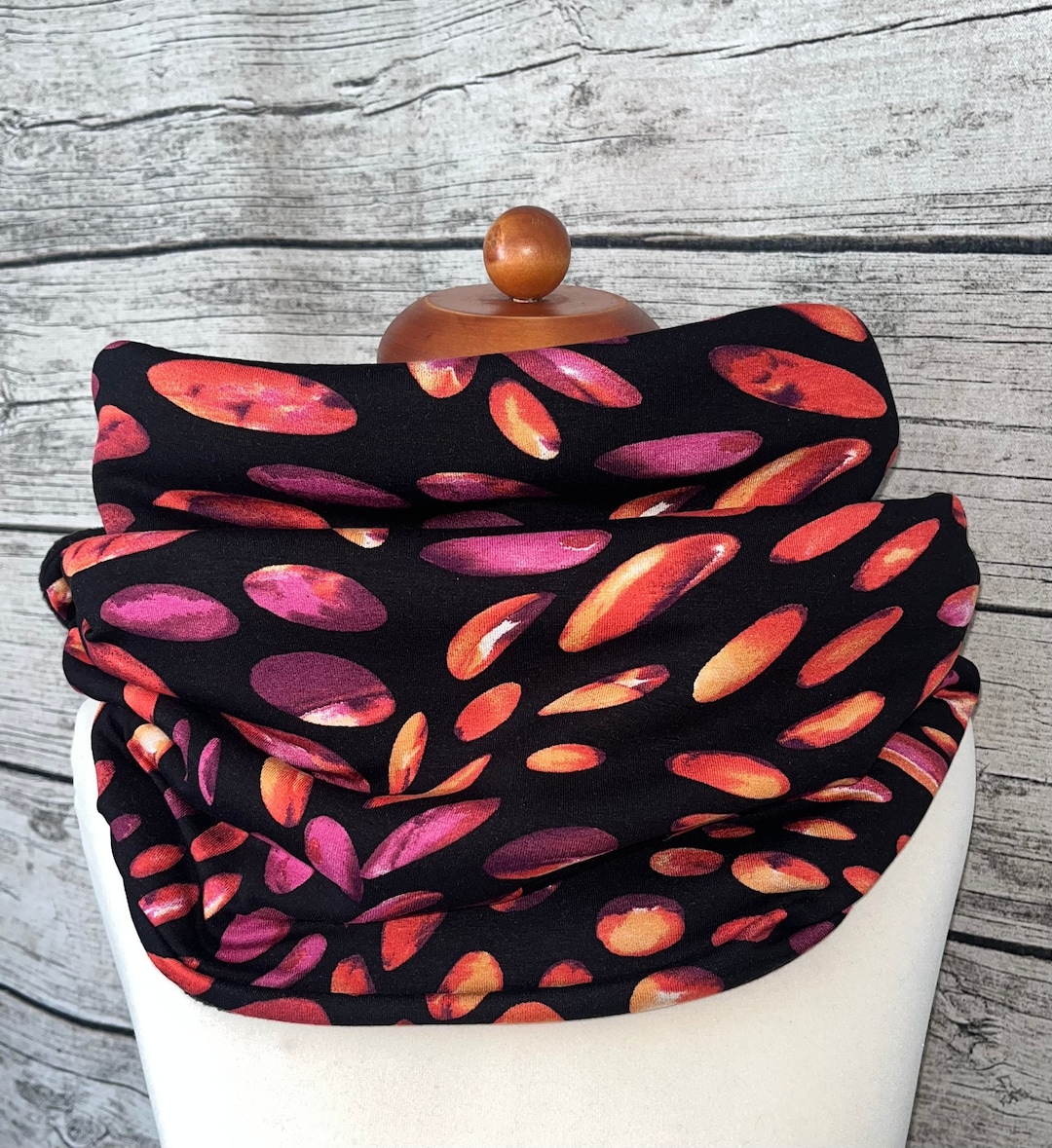 Double Loop Fleece Scarf - Circles Black Orange *NEW* - Etsy