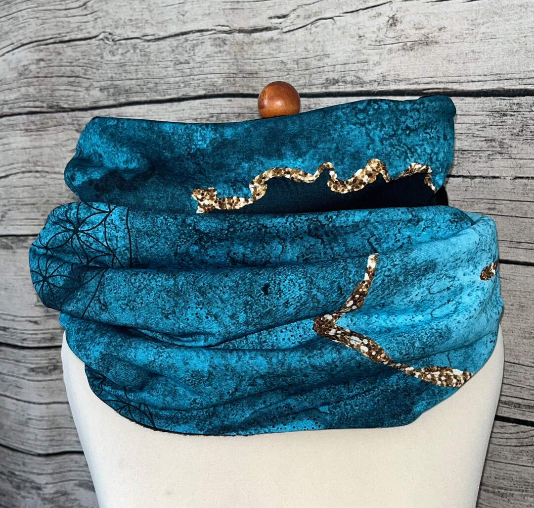 Double Loop Fleece Scarf - Graphic Crystal Green Blue *NEW* - Etsy
