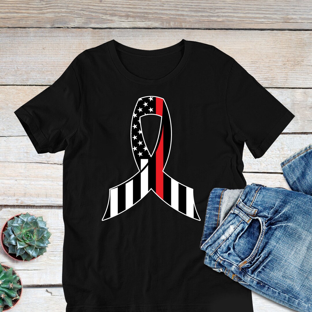 Firefighter Support Ribbon, Thin Red Line Tshirt, Firefighter Support ...