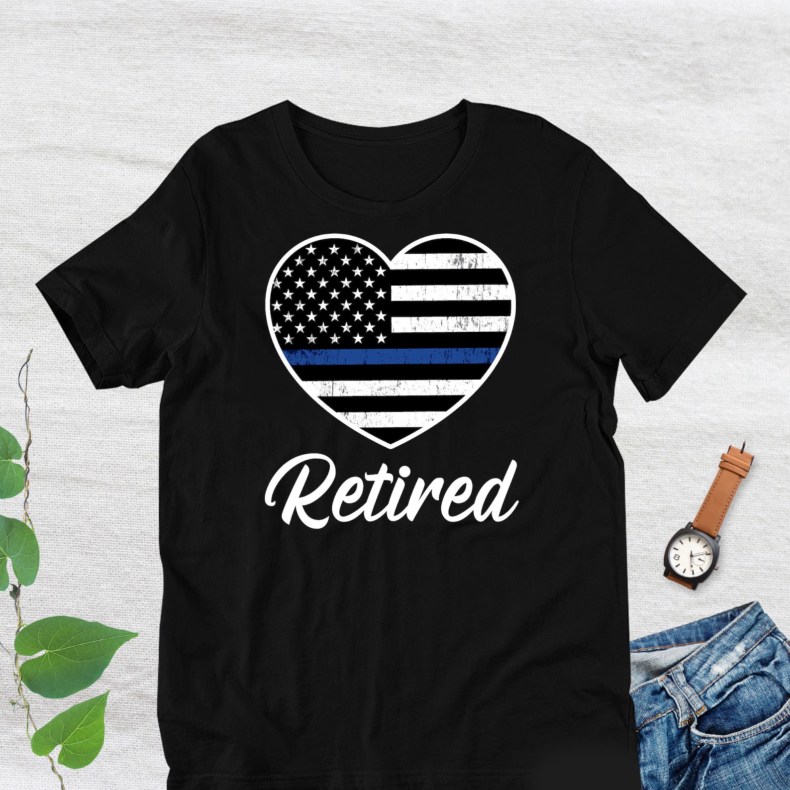 Retired Law Enforcement Tshirt, Thin Blue Line Retired, Graphic Tee - Etsy