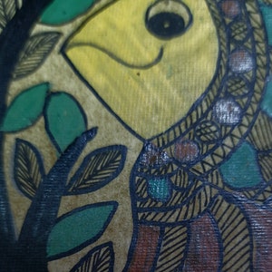 MADHUBANI / MITHILA Style Painting Indian Art Theme : Fish 14x9.5cm - Etsy