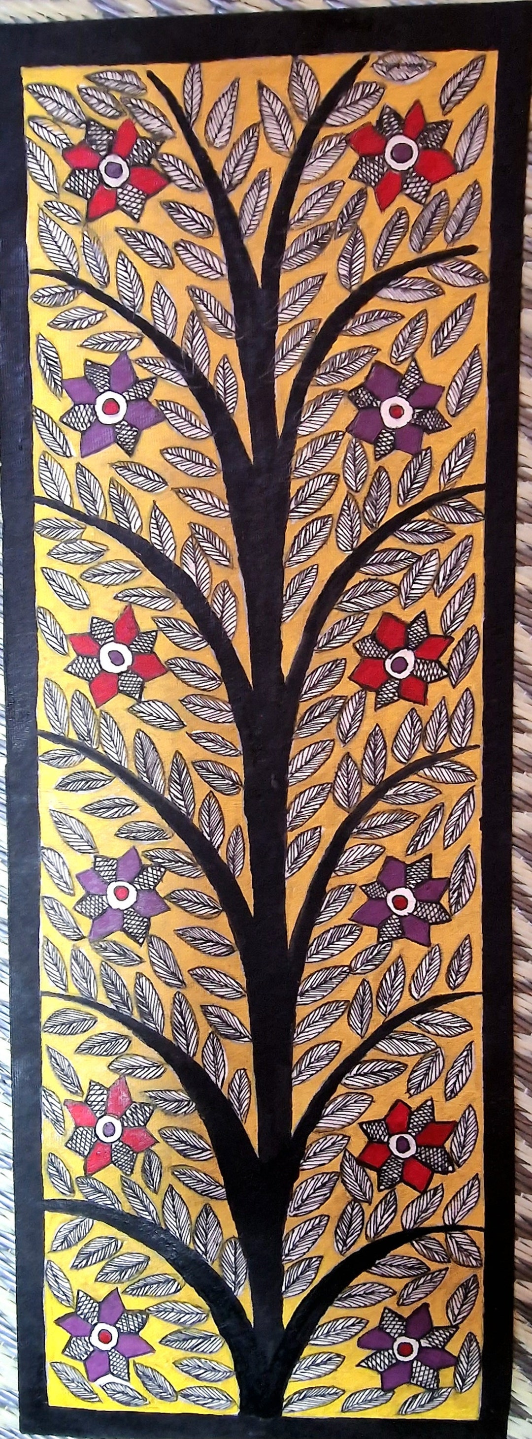 MADHUBANI / MITHILA Style Painting Indian Art Theme : Tree and Flowers ...
