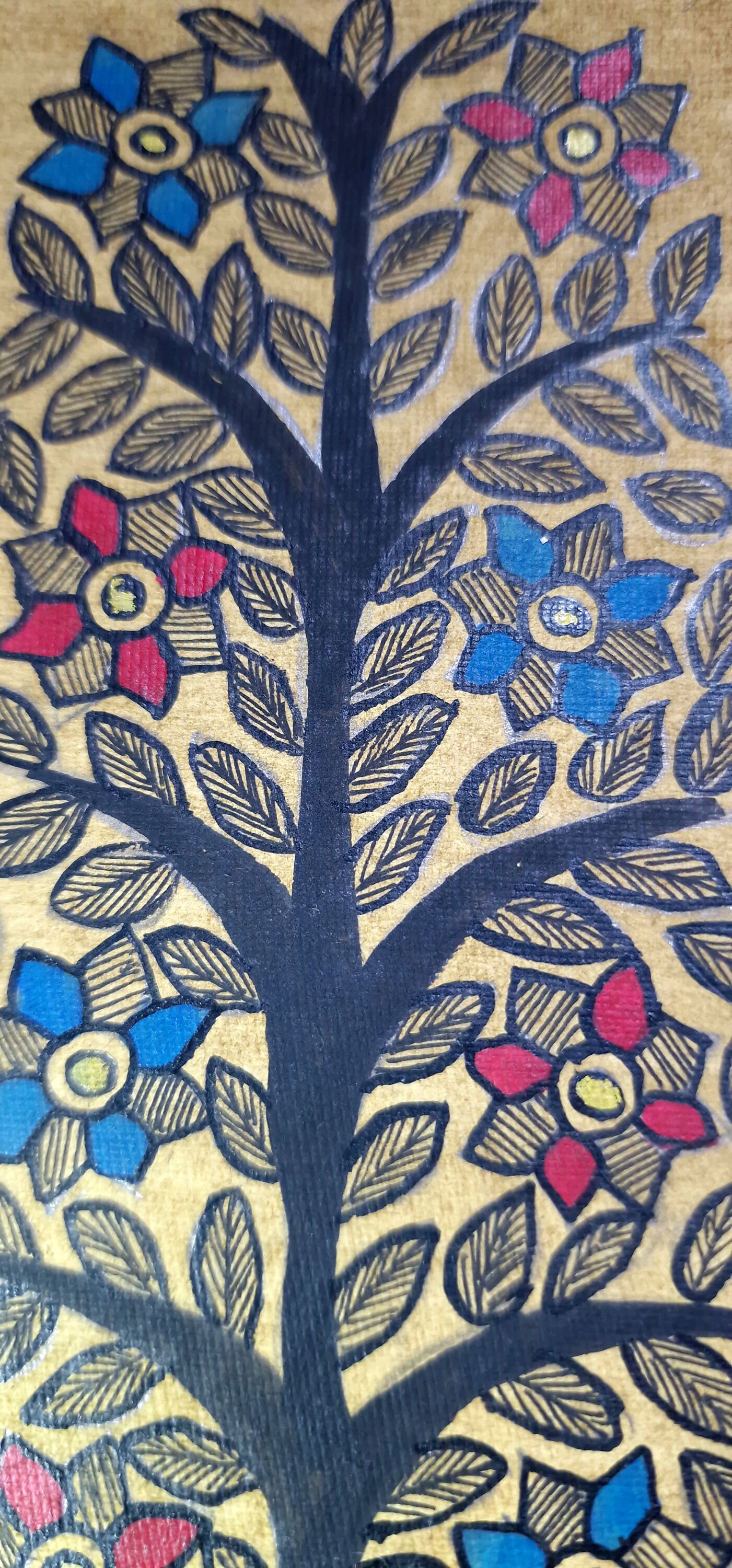 MADHUBANI / MITHILA Style Painting - Indian Art - Theme : Flowers and ...