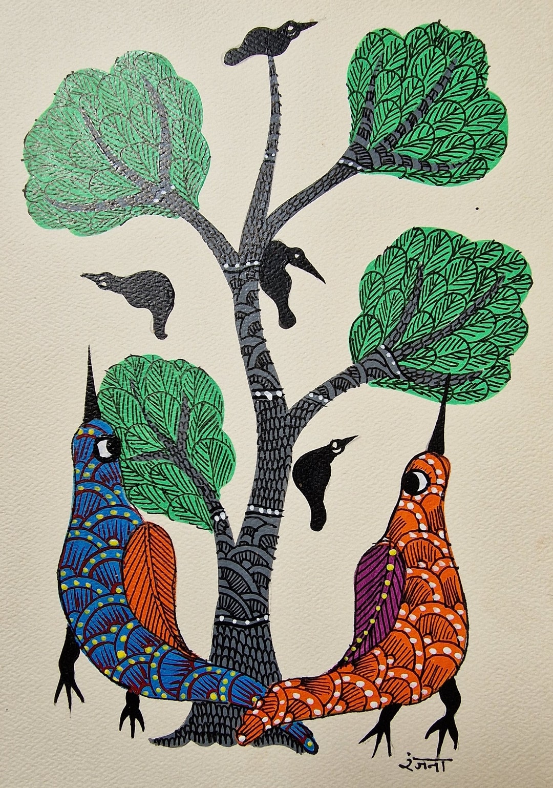 Unique Handmade Gond Tribal Art From India, Madhya Pradesh - Colourful ...