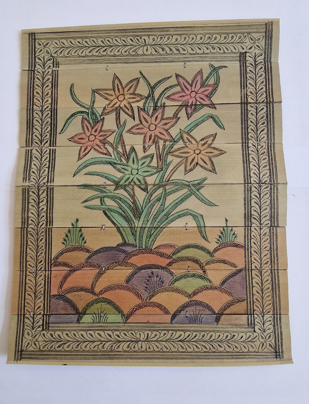 Unique Indian Palm Leaf Etching and Carving Art Tala - Etsy