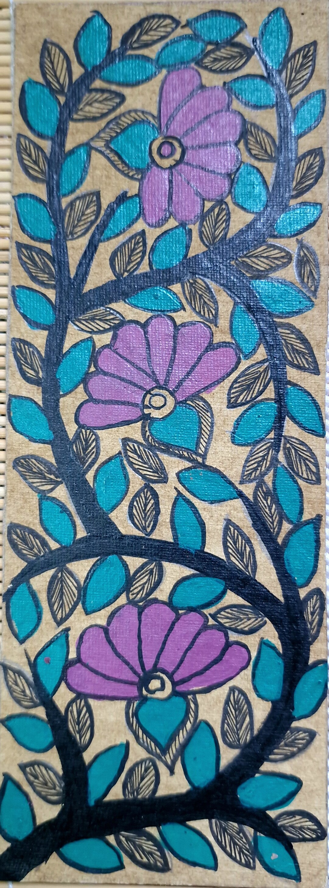 MADHUBANI / MITHILA Style Painting Indian Art Theme : Flowers and Tree ...