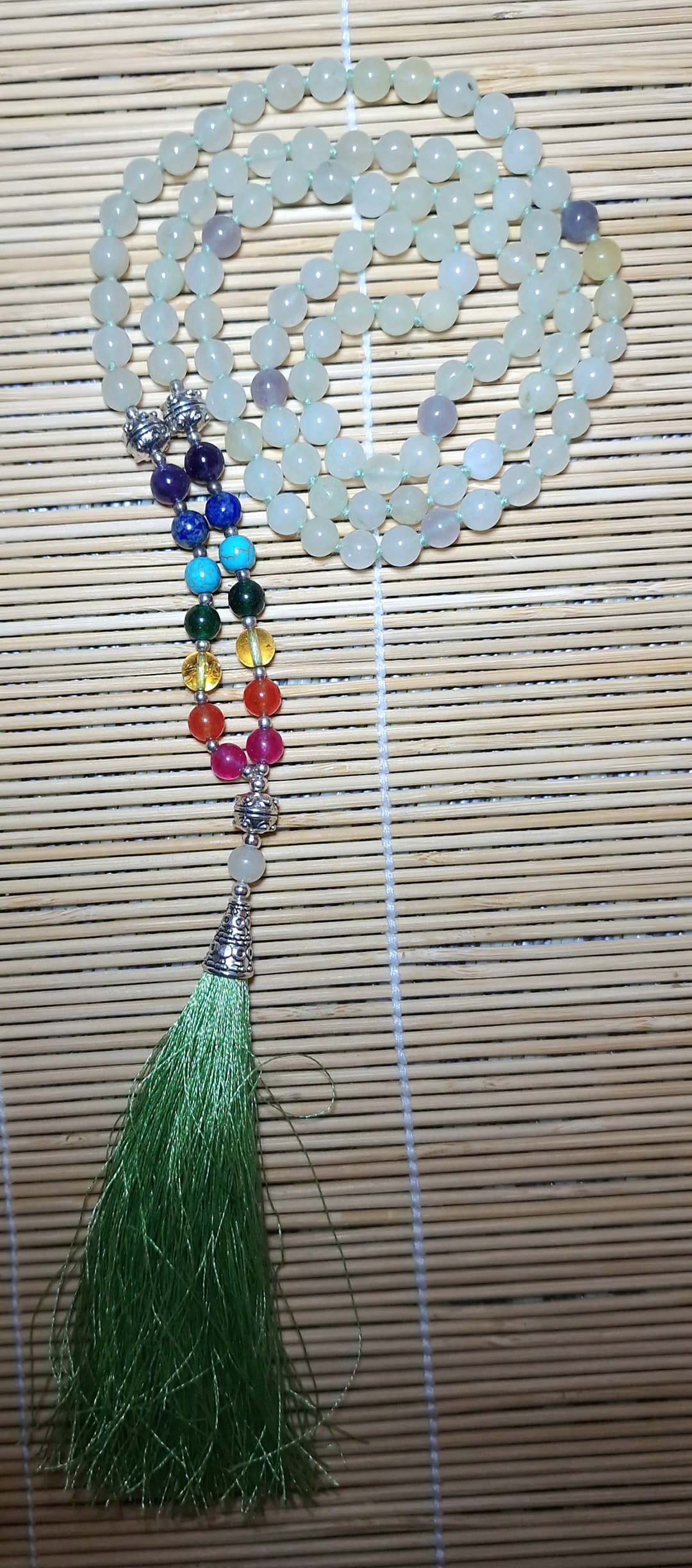7 CHAKRAS and JADE MALA / Japa Mala / Necklace 108 Beads Handmade ...