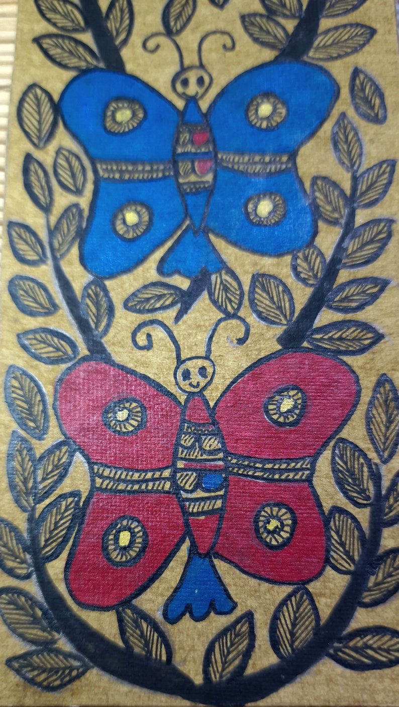 MADHUBANI / MITHILA Style Painting Indian Art Theme : Butterflies and ...