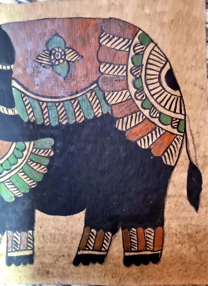 MADHUBANI / MITHILA Style Painting Indian Art Theme : Two Elephants ...