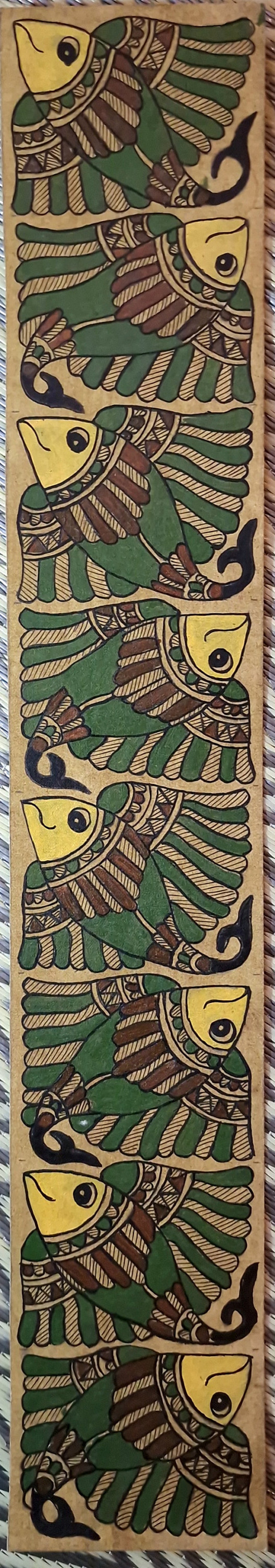 MADHUBANI / MITHILA Style Painting Indian Art Theme : FISHES 56x9.5cm ...