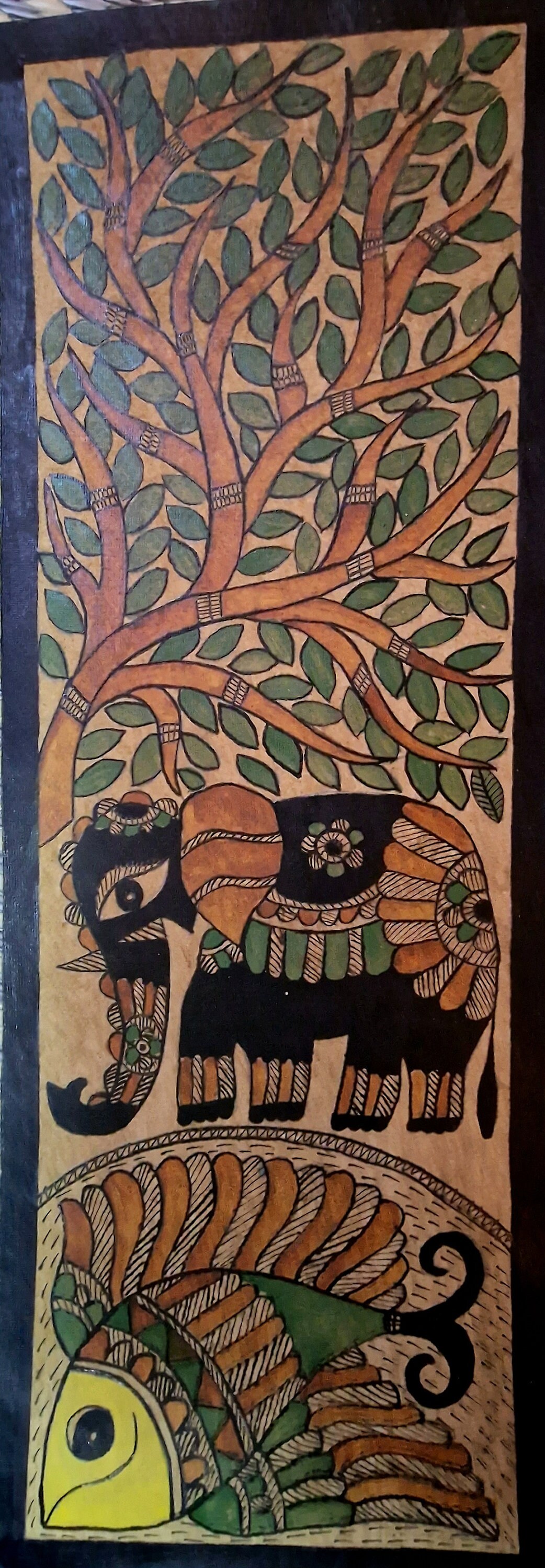 MADHUBANI / MITHILA Style Painting Indian Art Theme : Tree, Elephant ...