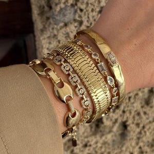 Gold Bracelet Stack, Layered Chain & Bangle Set - Etsy
