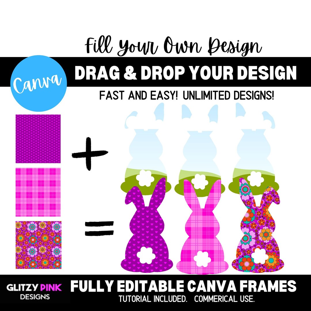 Fill in Your Own Pattern Easter Bunny Canva Template, Editable Easter ...