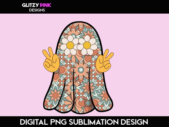 Hippie Ghost PNG Sublimation Design Retro Halloween Ghost PNG - Etsy