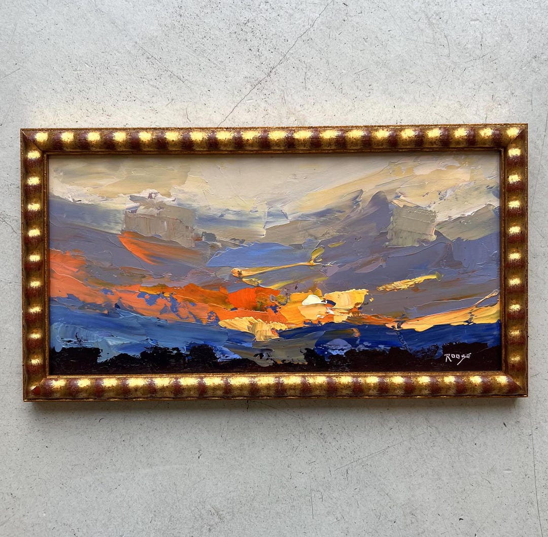 Contemporary "cornish LANDSCAPE Ii" Oil Painting Framed Impasto Sky ...