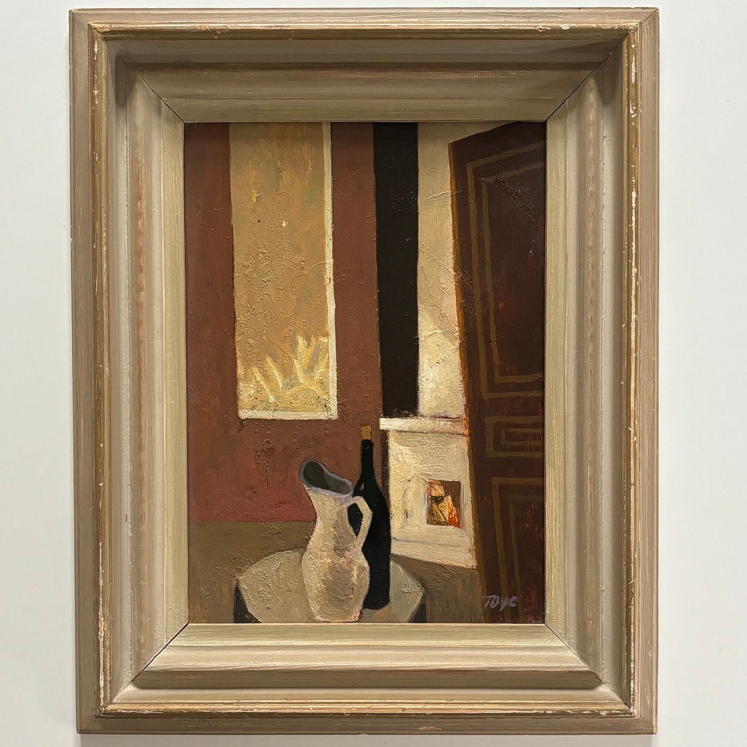 Swedish “FIRESIDE DRINKS” Original Oil Painting Toye Sandberg (1900-1964) Vintage Still Life ...