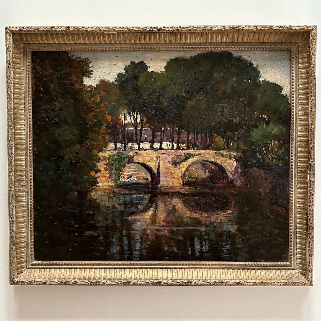 French Antique Oil Painting William Henry Charlton 1846-1918 Quimperlé ...