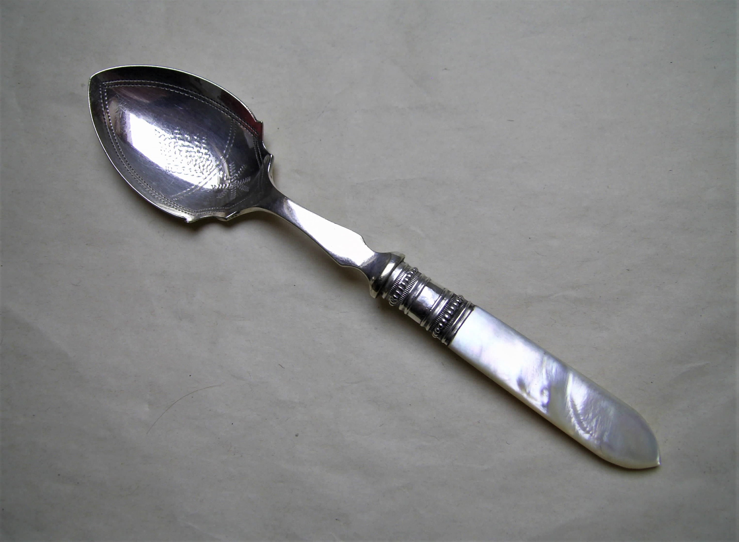 Attractive Antique Silver Plated JAM SPOON With Mother of Pearl Handle ...