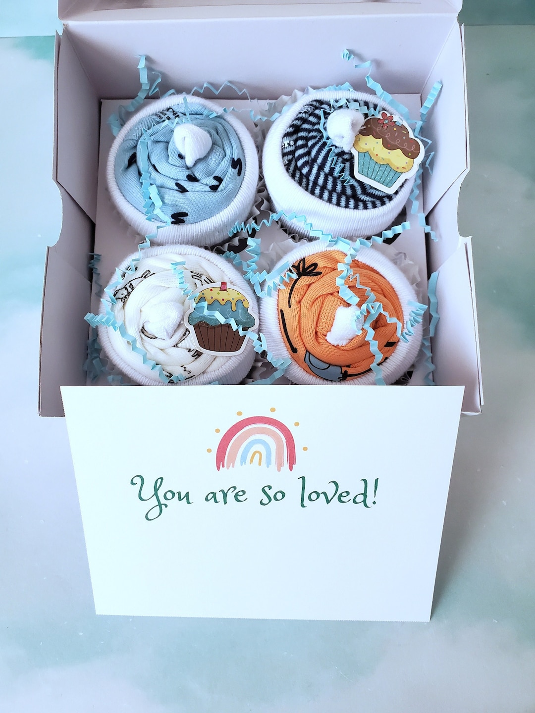 Unique Baby Boy Girl Gender Neutral Cupcake Gift Box Baby Shower Gift ...