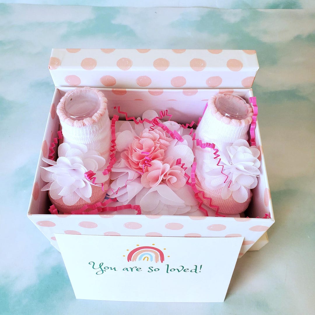 Personalized Baby Girl Gift Box Girl, Organic Romper Outfit With ...