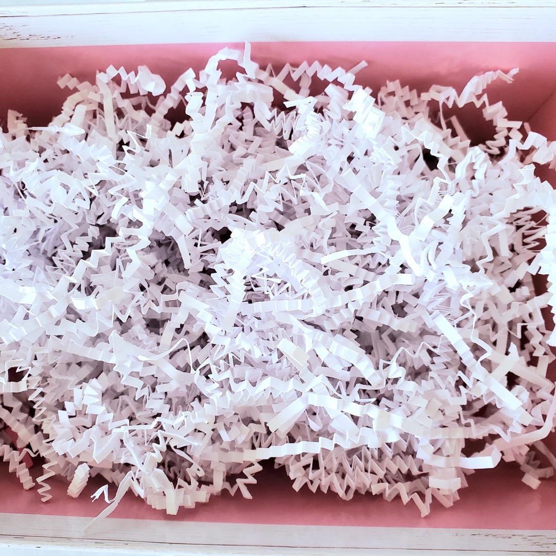 White Crinkle Paper Shred for Gift Box Filler Basket Packaging Eco ...