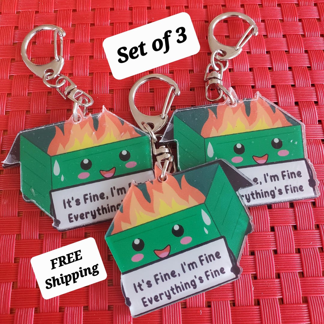 Emotional Support Dumpster Fire Keychain Funny Gift for Co-workers ...