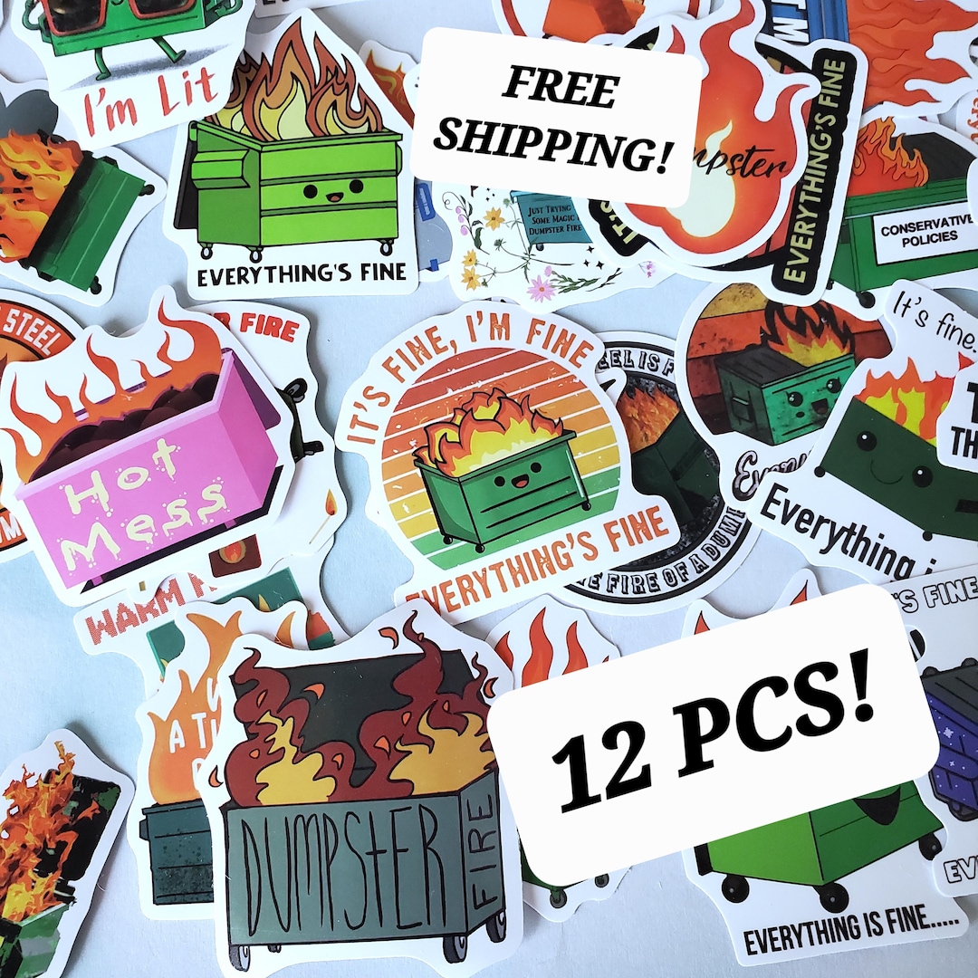 Dumpster Fire Stickers Funny Co-worker Decals for Water Bottle Laptop ...