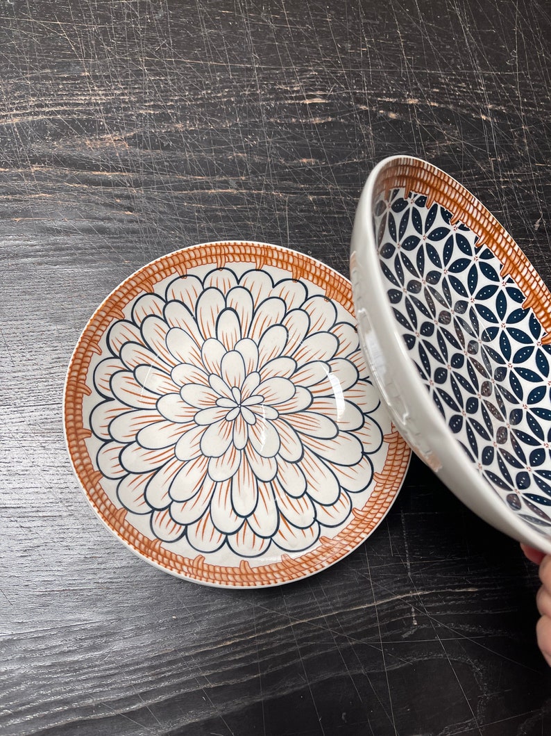 Handmade Dinner Plate Set, 4 of 8 Wide Deep Plates, Ceramic Bowls, for ...