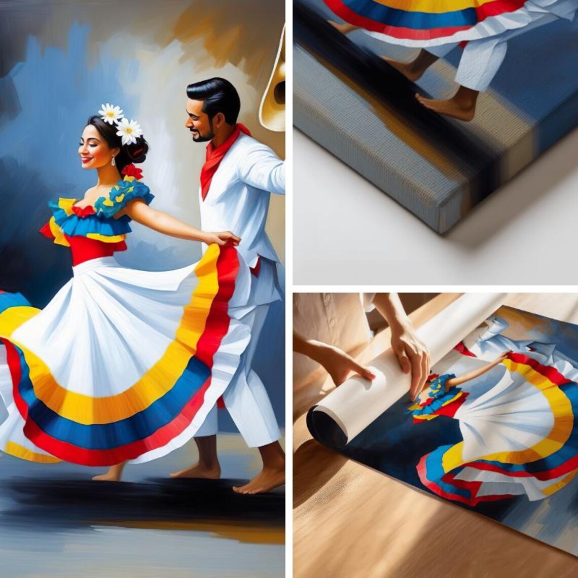 Colombian Cumbia Dancing Couple - Canvas Wall Art - Colombian Art ...