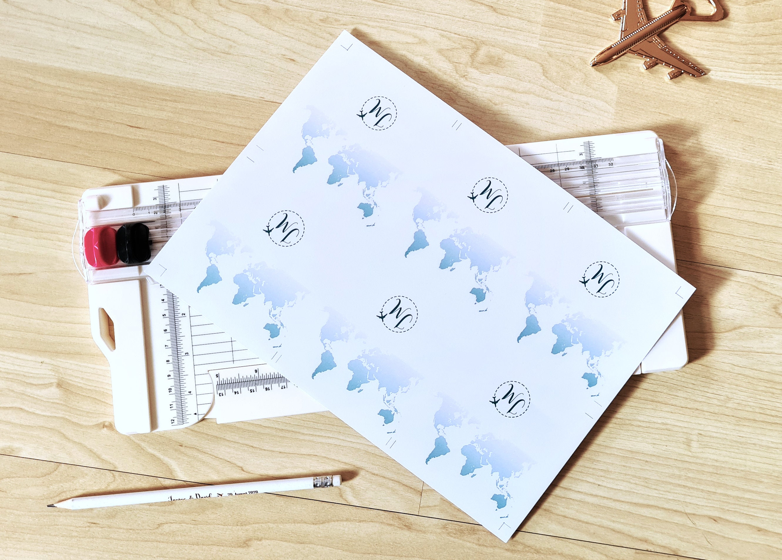 Place Card Theme Travel | Name Cards Wedding | 9 X 4.5 Cm | World Map ...