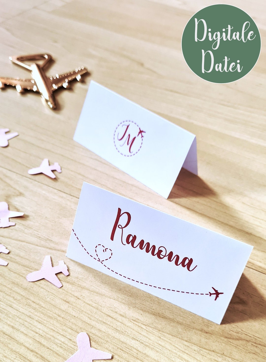 Travel-themed Place Card | Wedding Name Cards | 9 X 4.5 Cm | Airplane ...