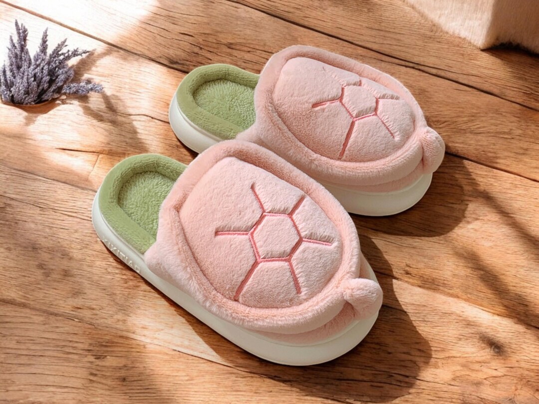 Cute Turtle Plush Home Slippers for Men & Women Comfortable Winter ...