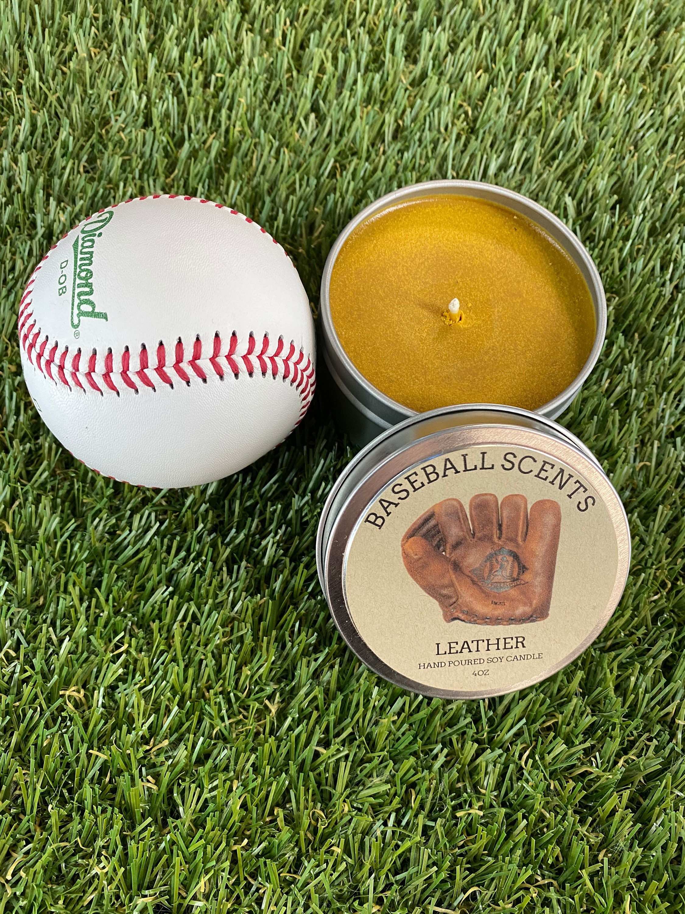 Baseball Scents Leather Scented Soy Candle - Etsy