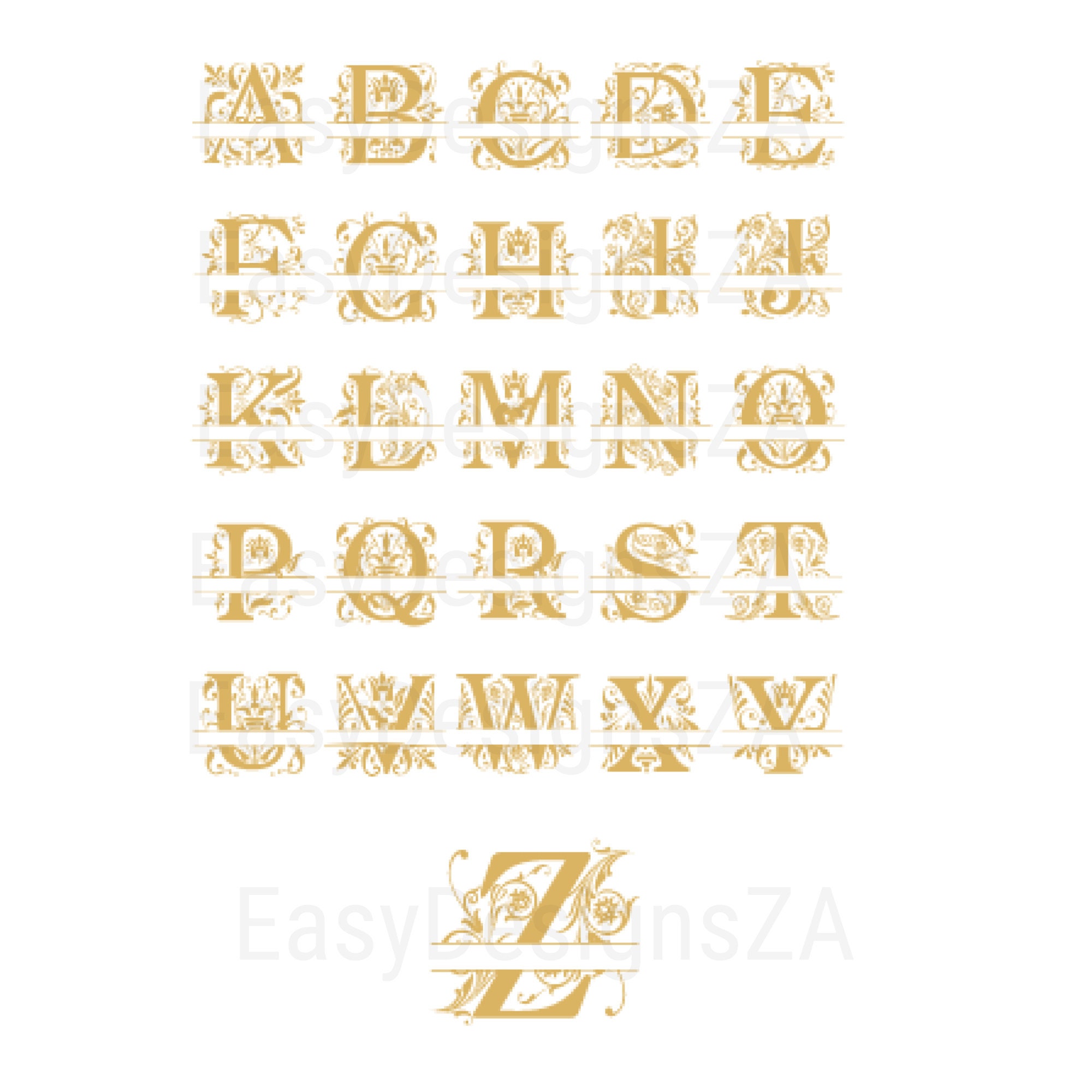 Split Monogram Font Svg, Digital Download, Monogram Svg, Split Letters ...