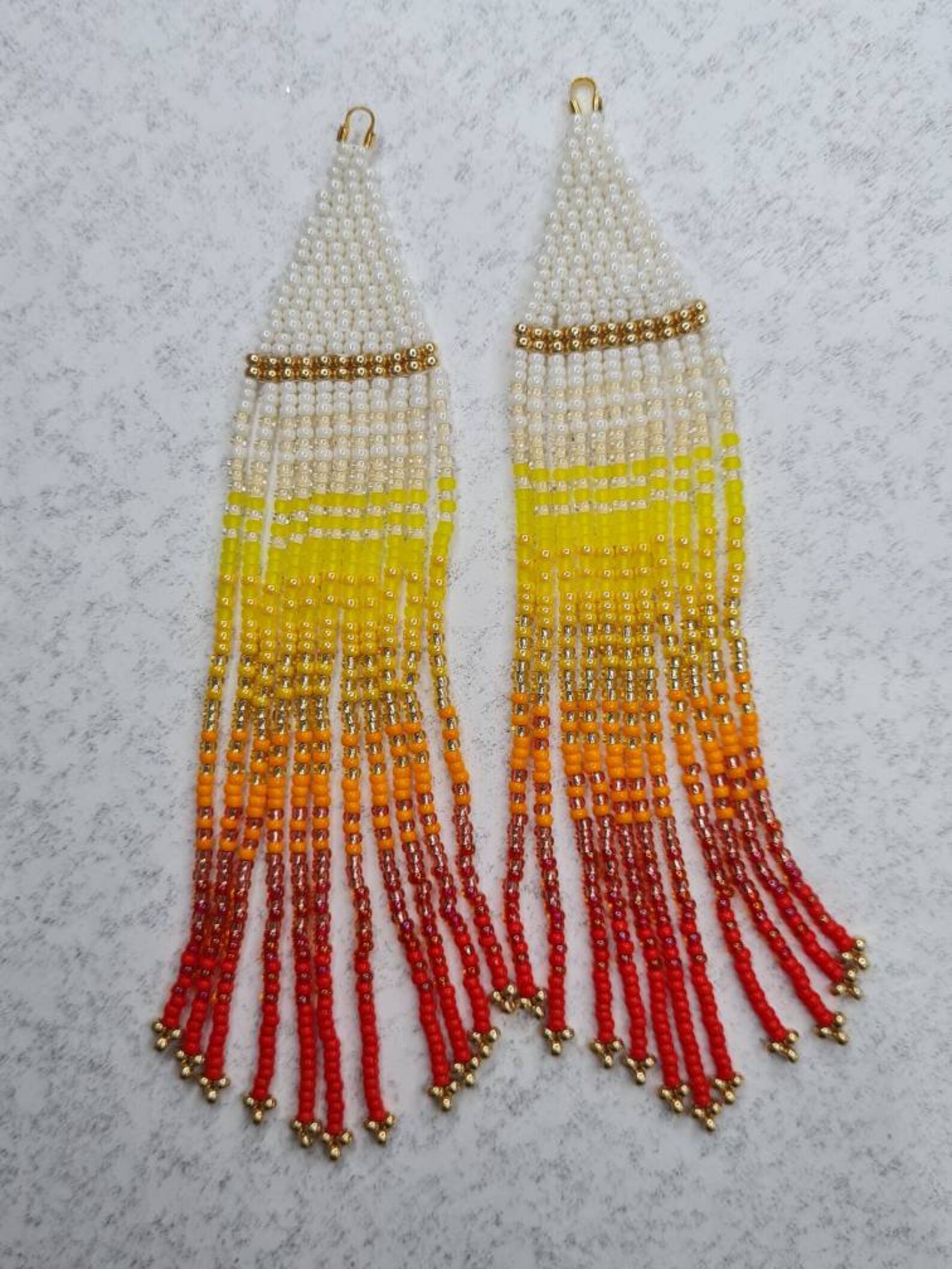 Phoenix Fire Handmade Beaded Shoulder Duster Earrings - Etsy