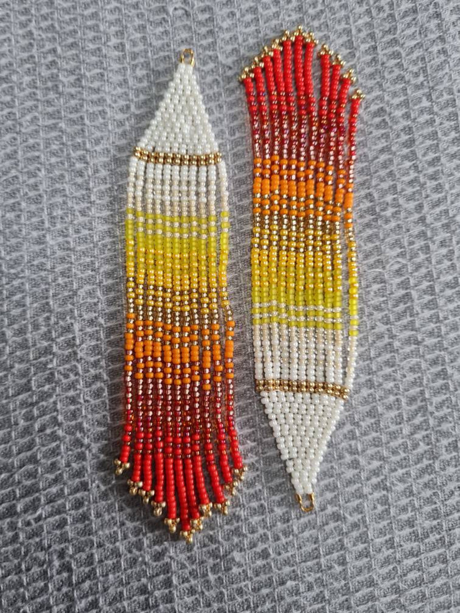 Phoenix Fire Handmade Beaded Shoulder Duster Earrings - Etsy