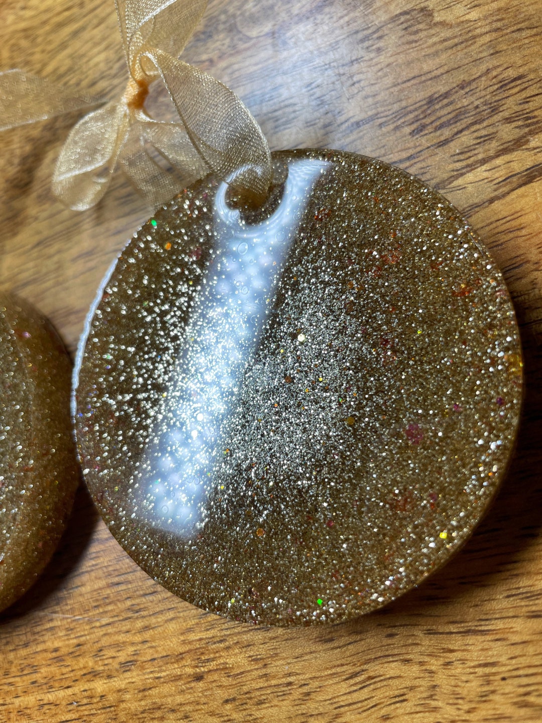 Gold & Iridescent Glitter Resin Christmas Decorations - Etsy