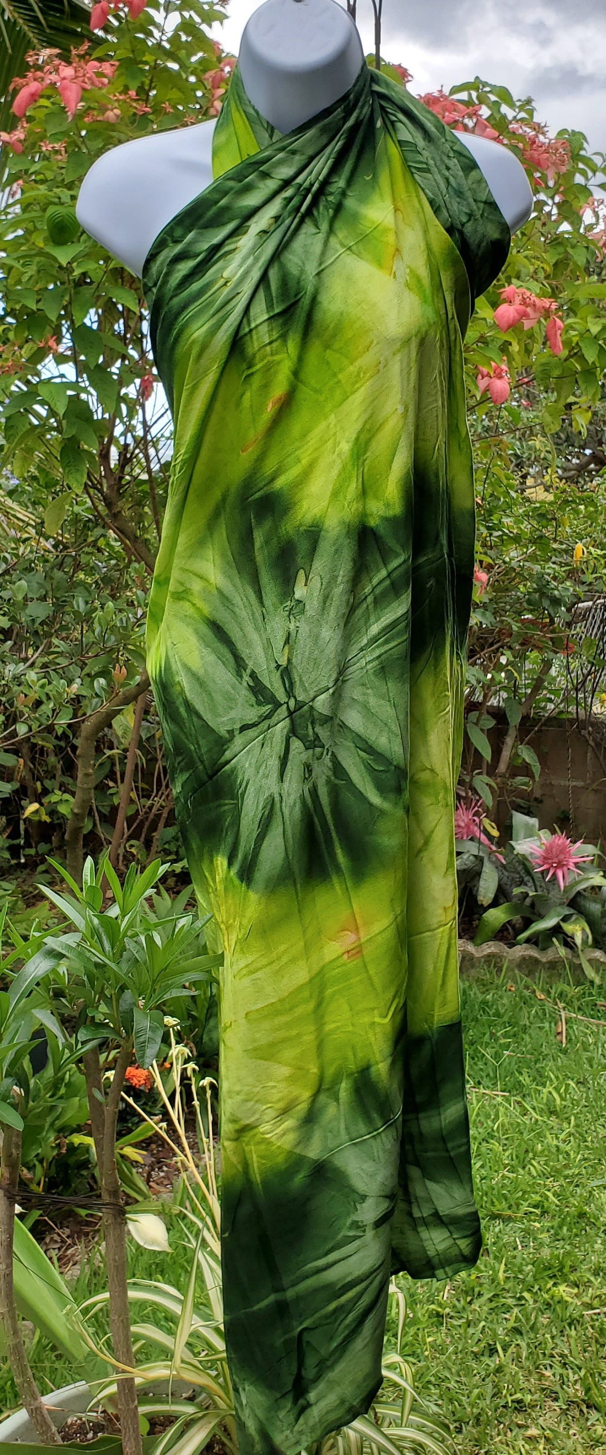 Plus Size Tie Dye Beach Luau Cover-up Sarong Pareo Wrap Dress 84" X 46 ...