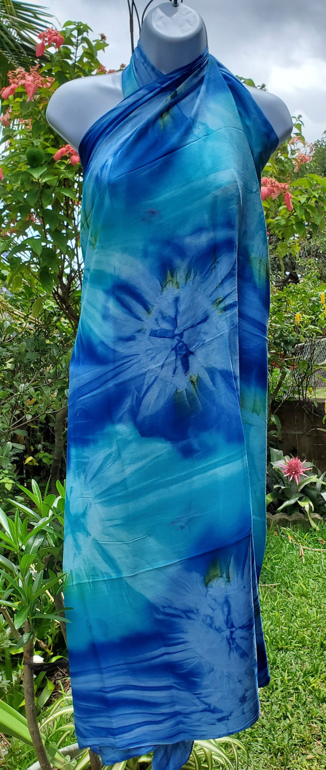 Plus Size Tie Dye Beach Luau Cover-up Sarong Pareo Wrap Dress 84" X 46 ...