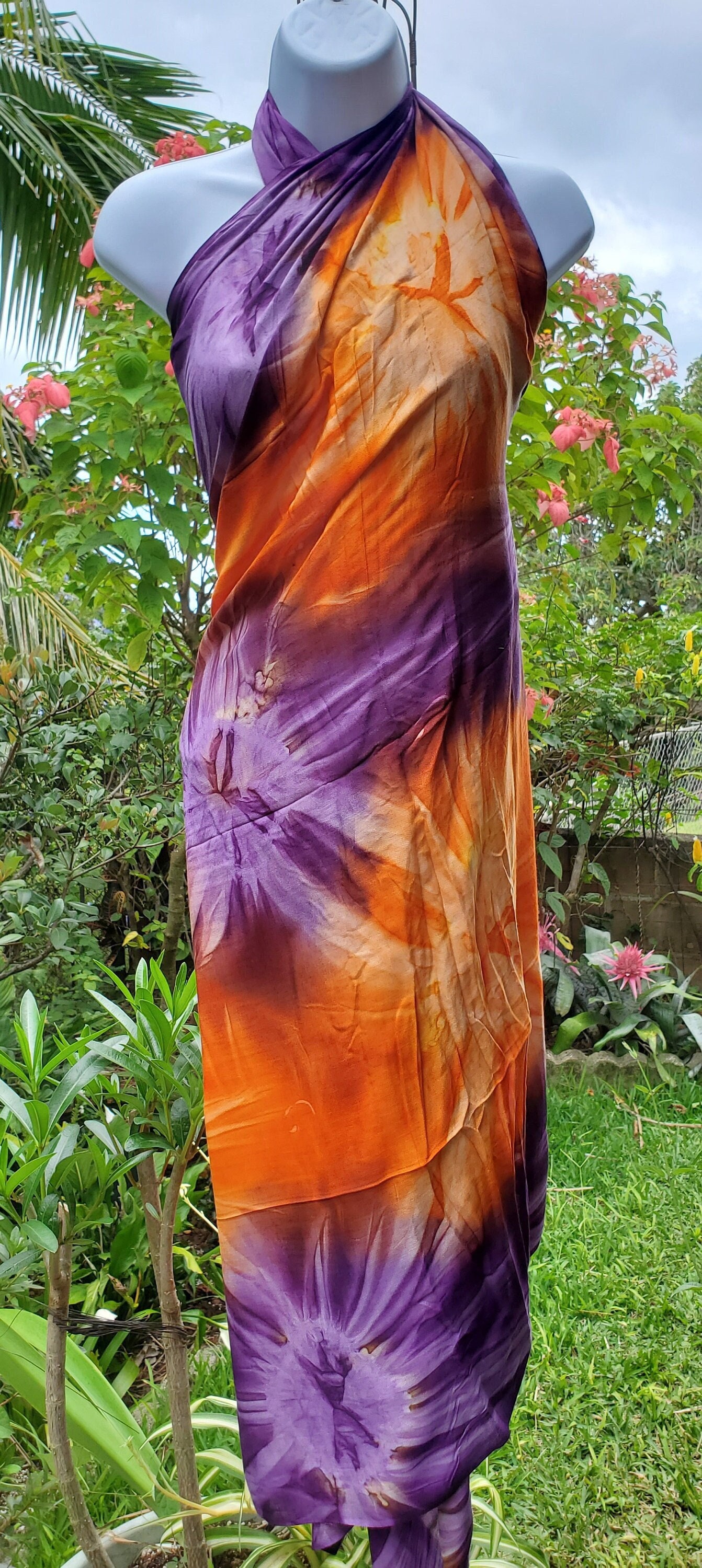 Plus Size Tie Dye Beach Luau Cover-up Sarong Pareo Wrap Dress 84" X 46 ...
