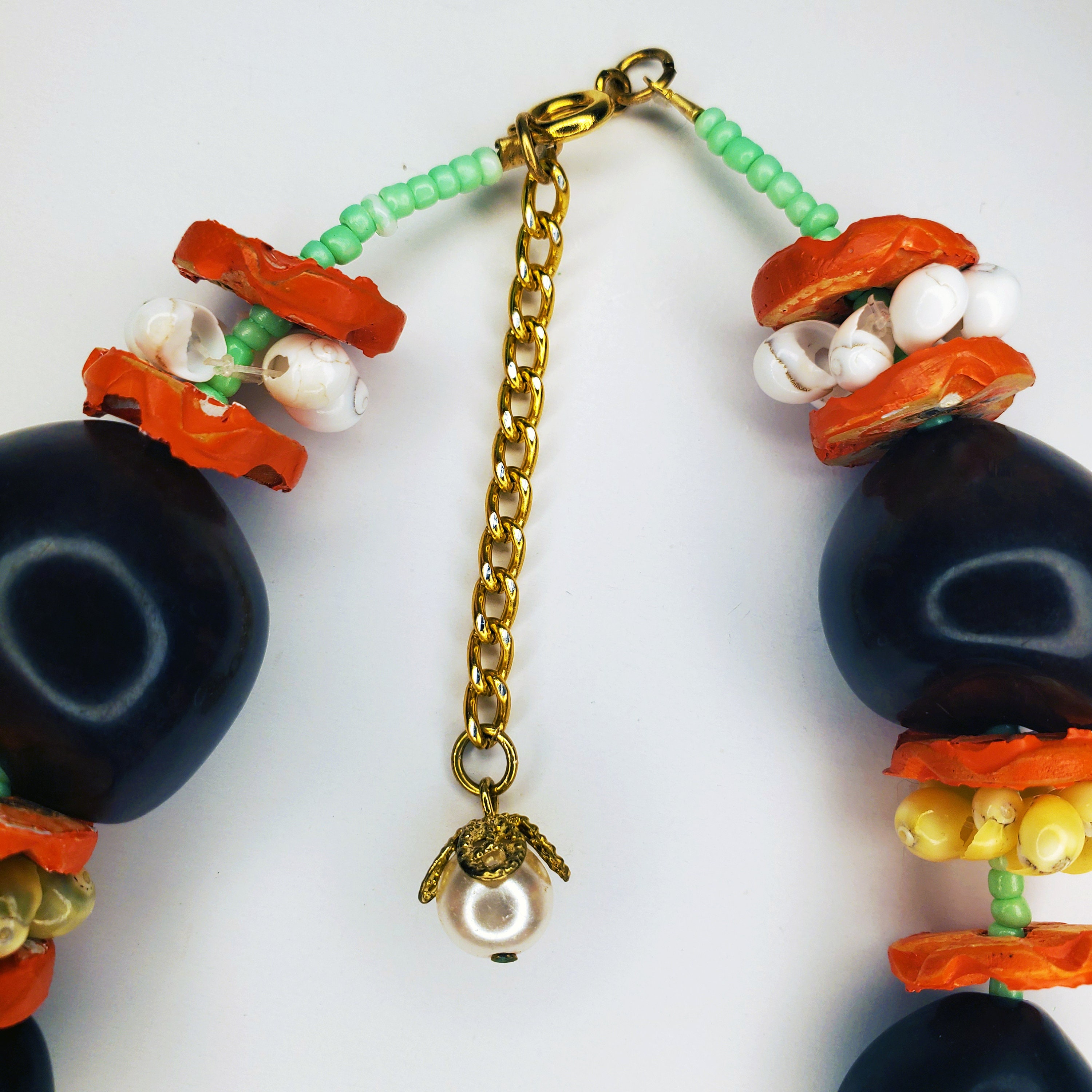 Beaded Style Kukui Nut Tiger Brown Black Choker Earrings Necklace With ...