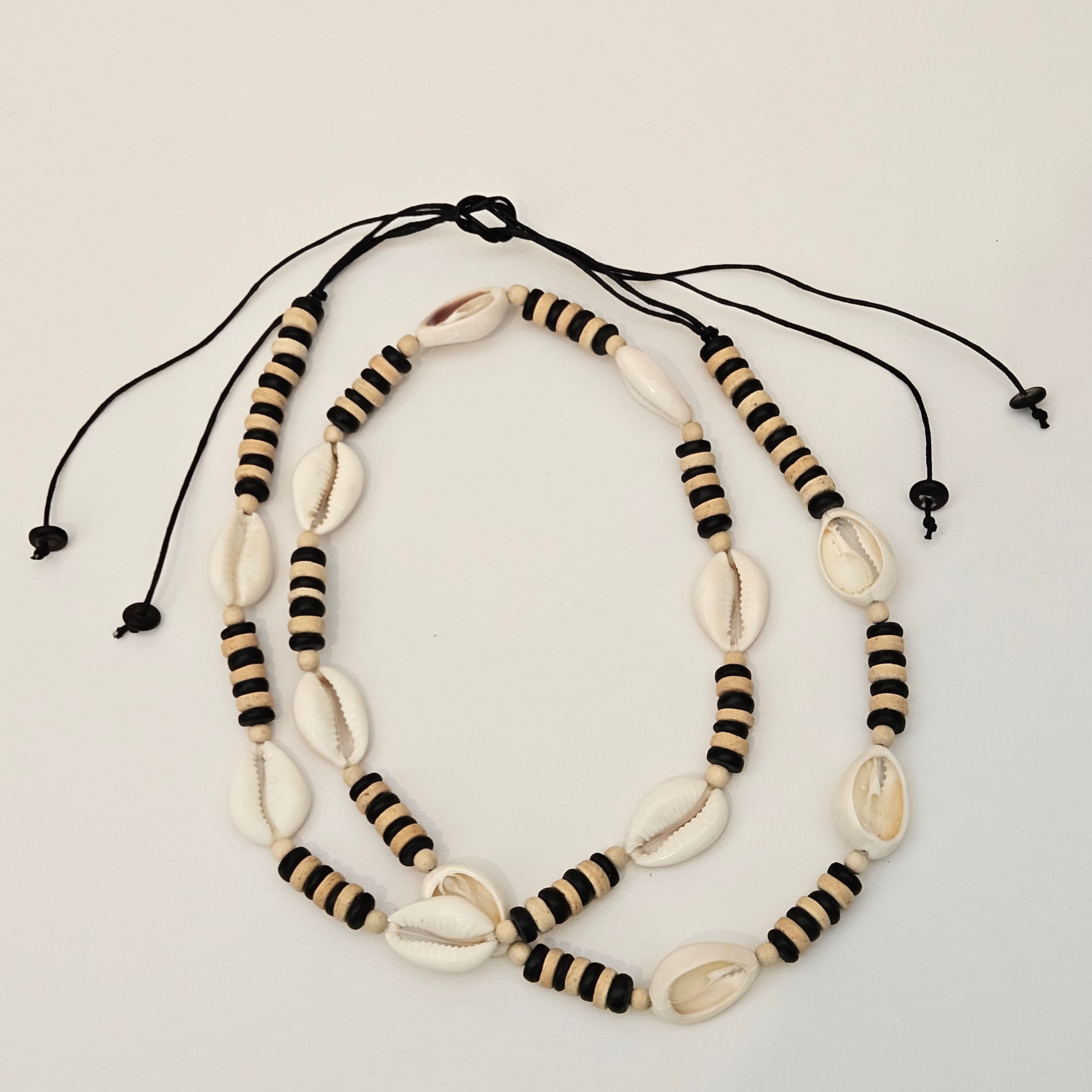 Adjustable Cowrie Shell With Wood Beads Necklace Lei - Etsy