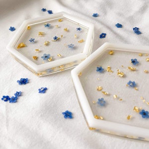 Forget-me-nots Hexagon Coaster (single) - Etsy