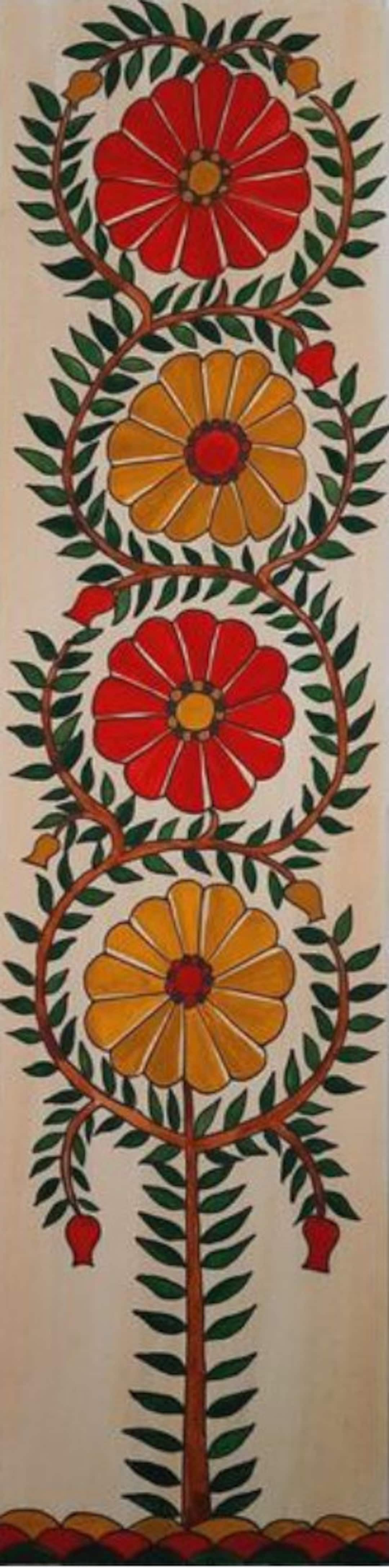 Beautiful Madhubani Flower Painting to Make Your Space More - Etsy