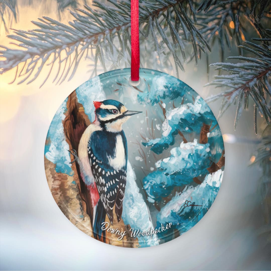 Downy Woodpecker Acrylic Ornament Bird Christmas Tree Ornament ...